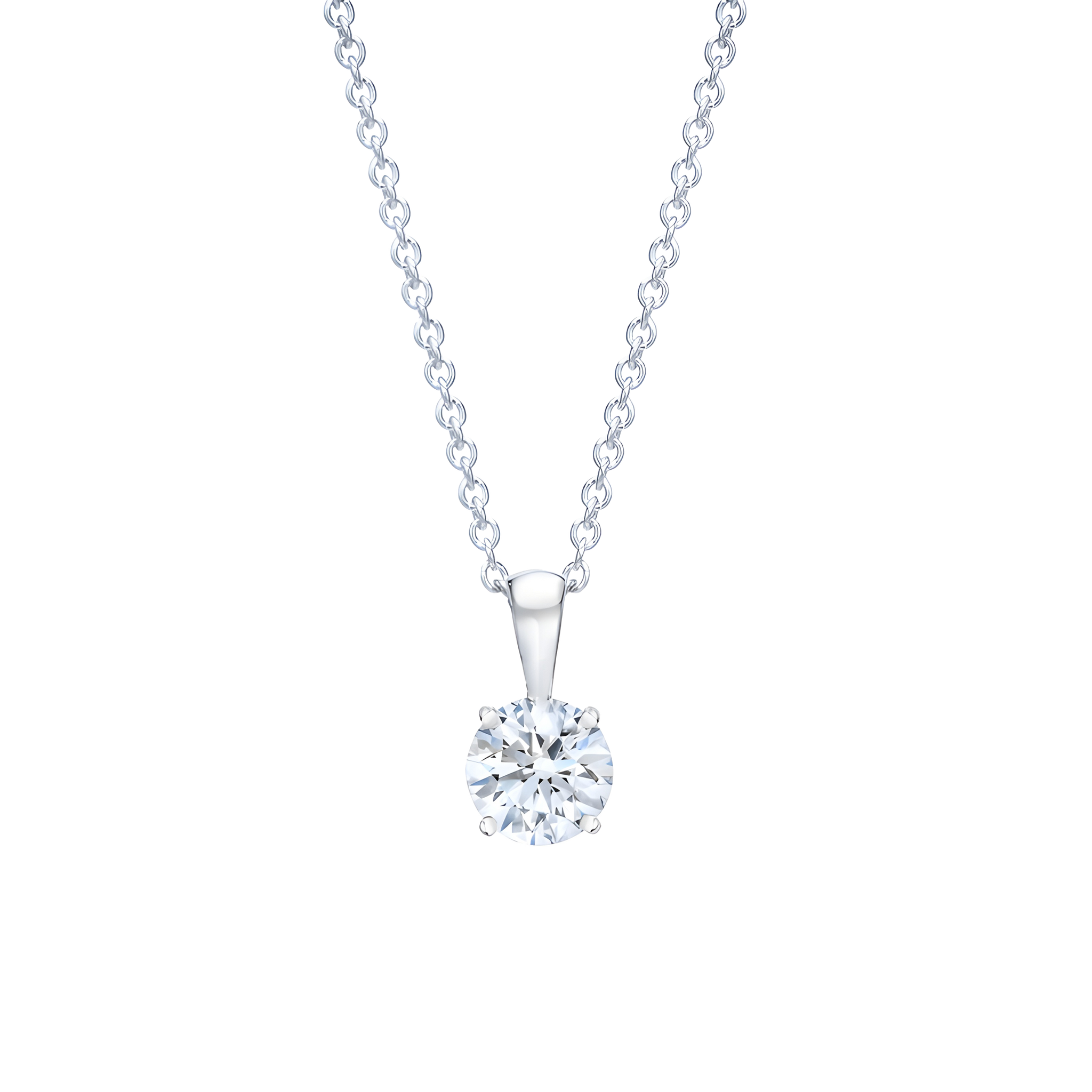 Round Brilliant Solitaire Diamond Pendent Necklace in 18k White Gold